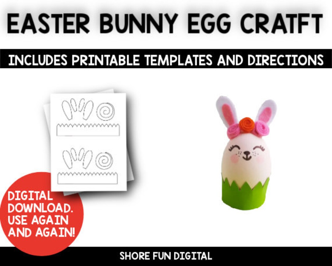 Easter Bunny Egg Craft Template With Directions - Etsy