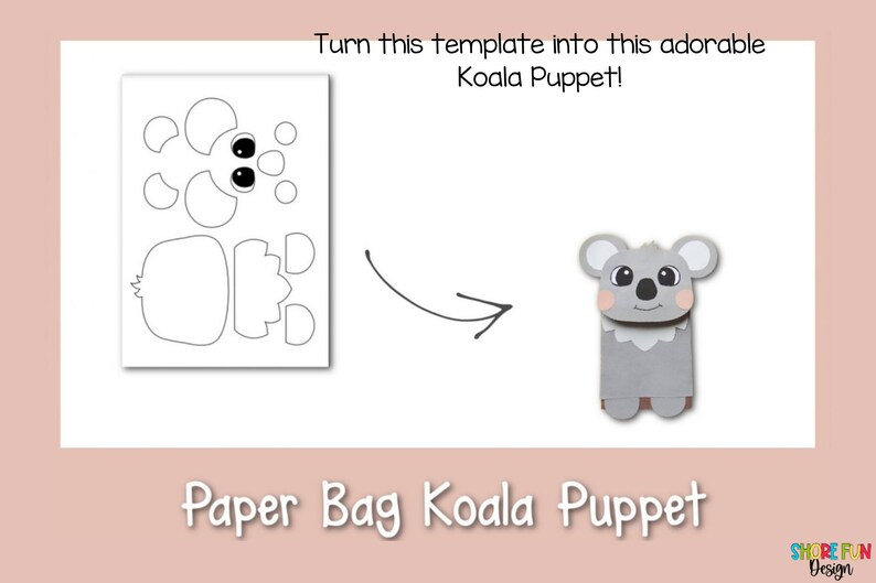 Koala Paper Bag Puppet Craft Template With Directions - Etsy