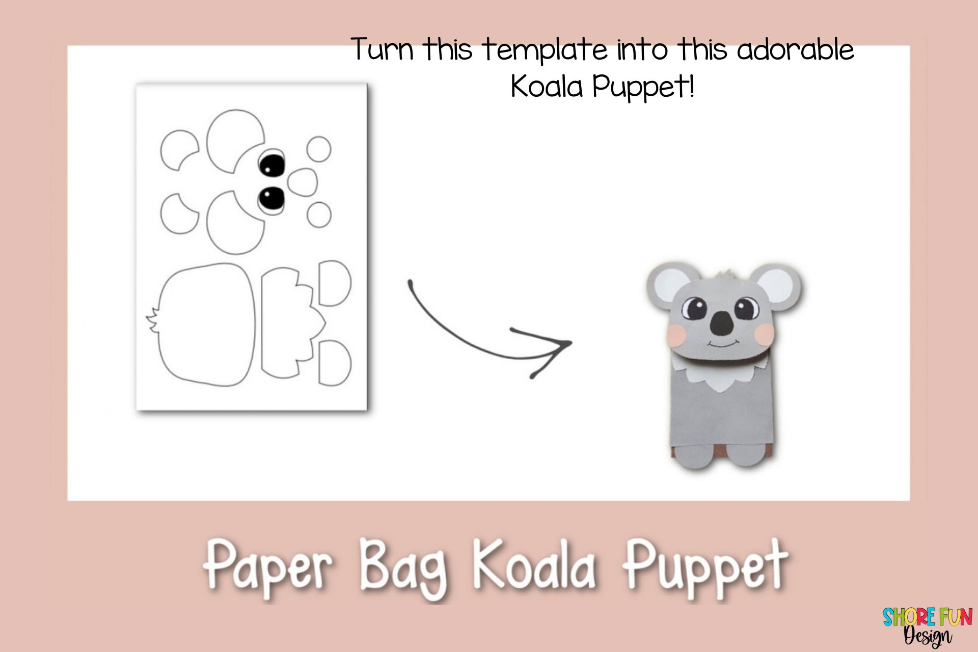 Koala Paper Bag Puppet Craft Template With Directions - Etsy