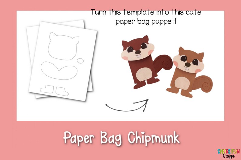 Chipmunk Paper Bag Puppet Craft Template With Directions - Etsy