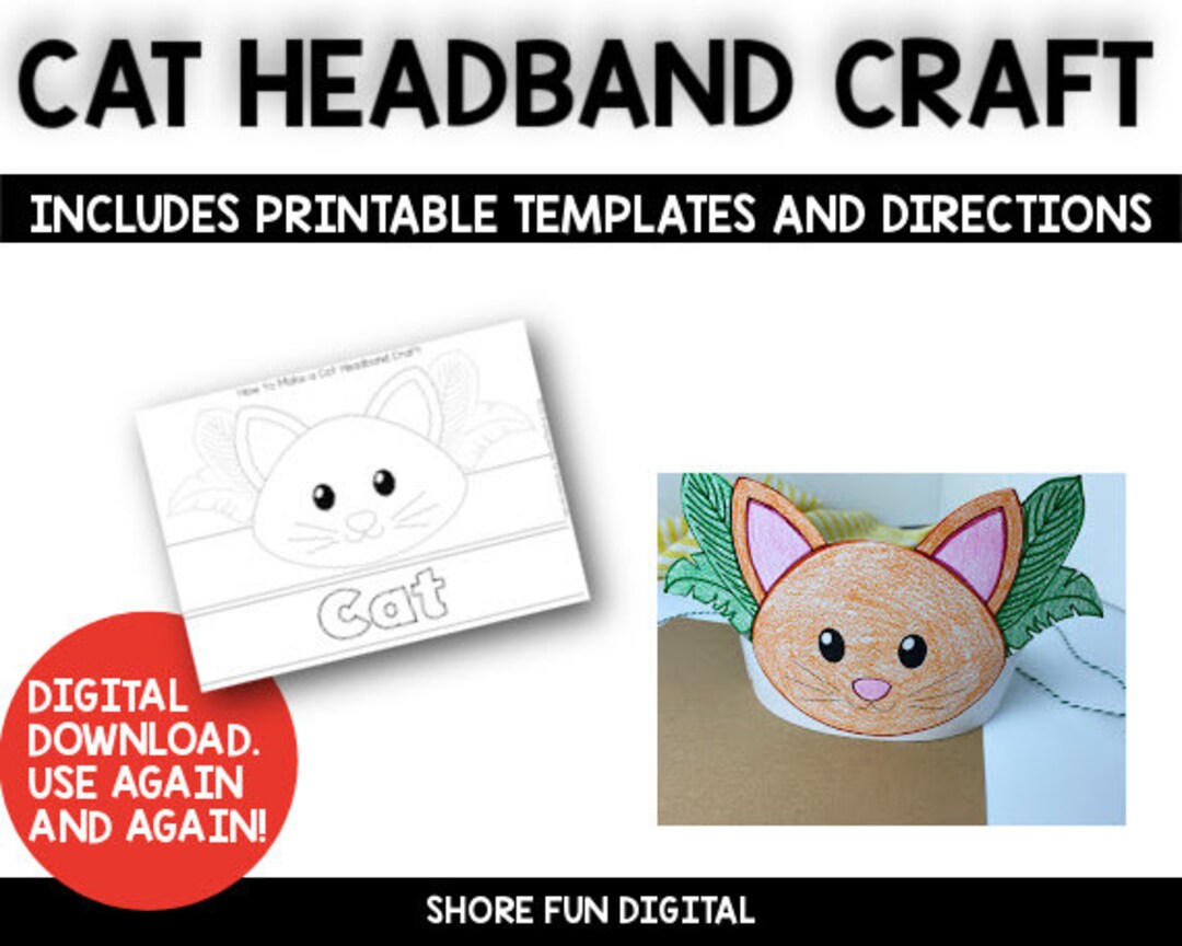 Cat Headband Craft Template With Directions - Etsy