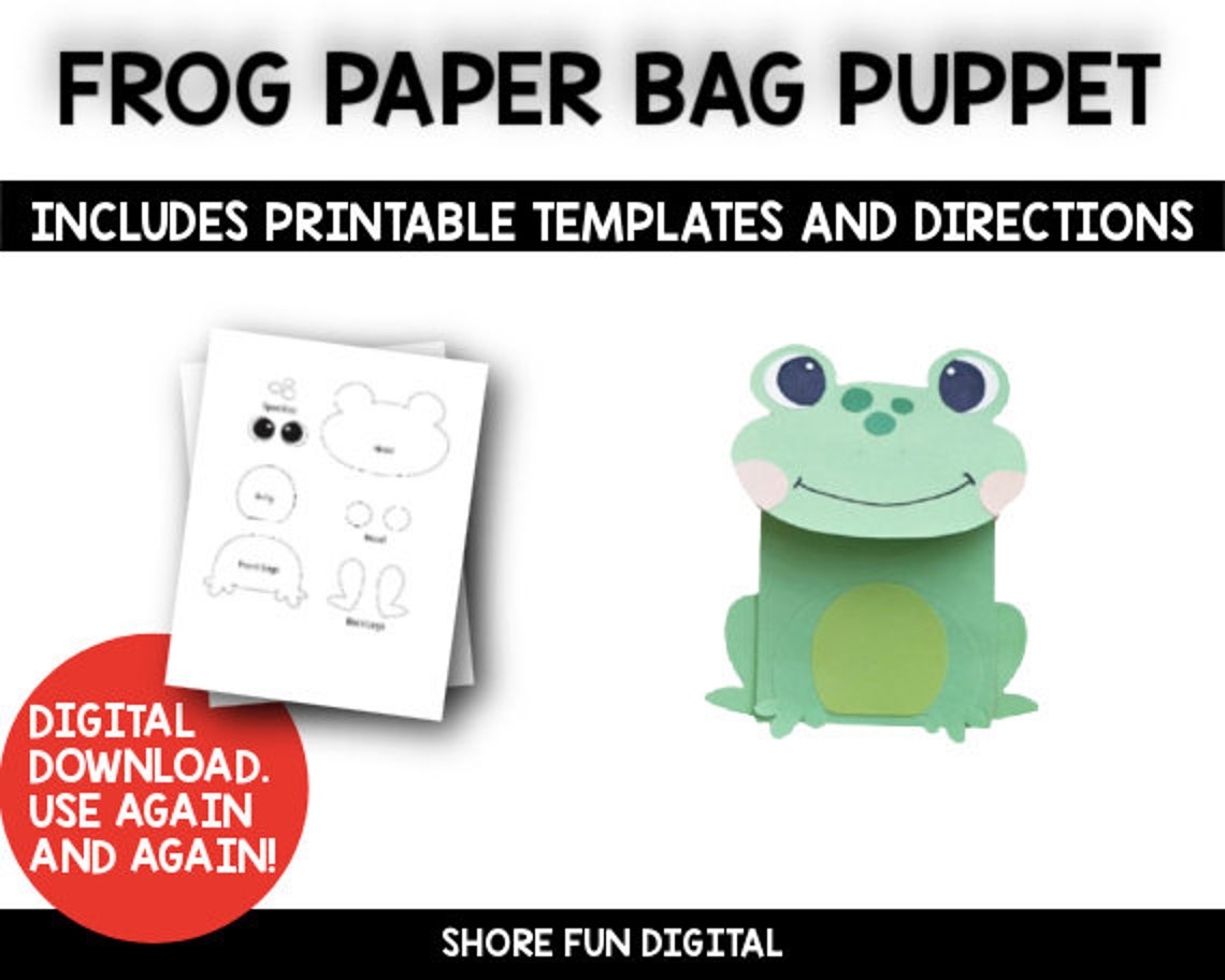 Frog Paper Bag Puppet Craft Template With Directions - Etsy