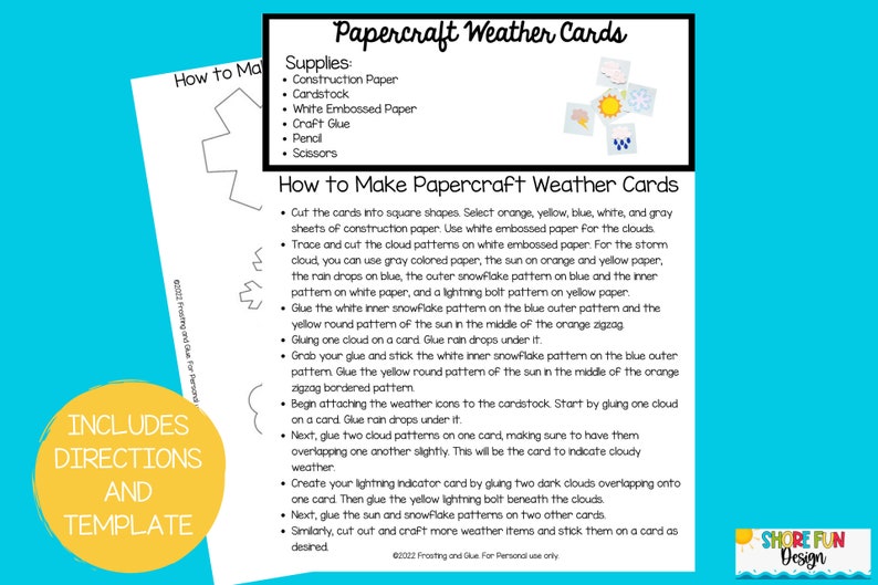 Papercraft Weather Cards Template With Directions - Etsy