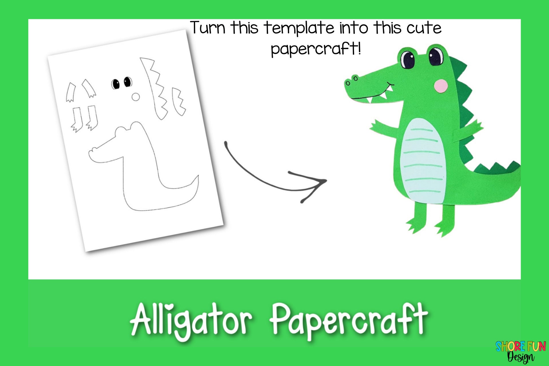 Alligator Papercraft Template With Directions - Etsy