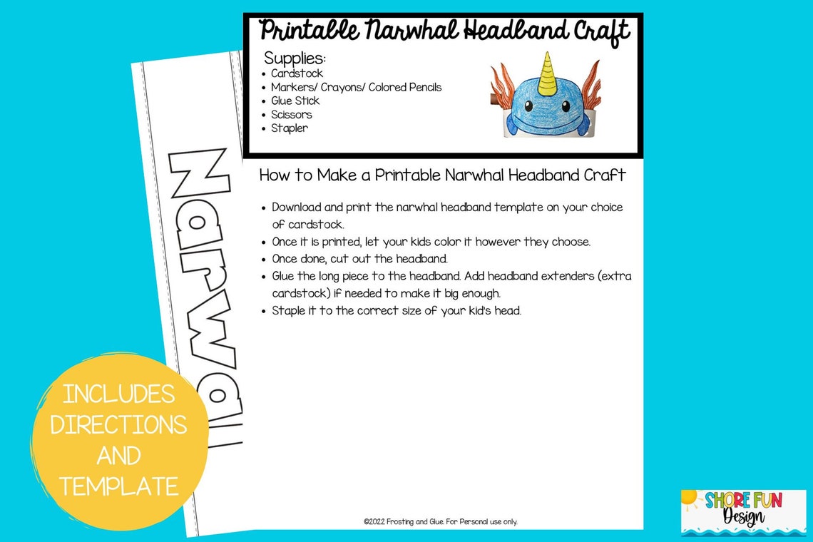 Narwhal Headband Papercraft Template With Directions - Etsy