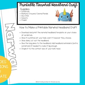 Narwhal Headband Papercraft Template With Directions - Etsy
