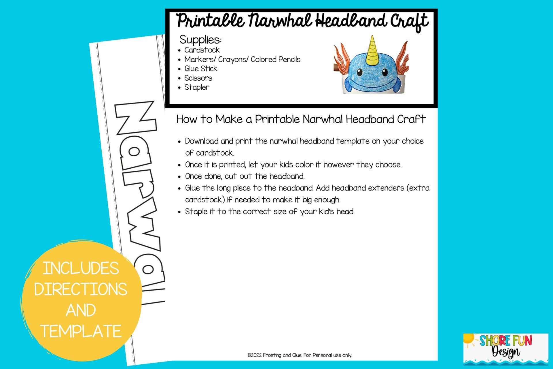 Narwhal Headband Papercraft Template With Directions - Etsy