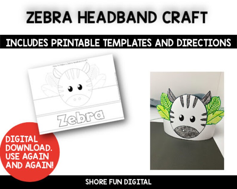 Zebra Headband Papercraft Template With Directions - Etsy