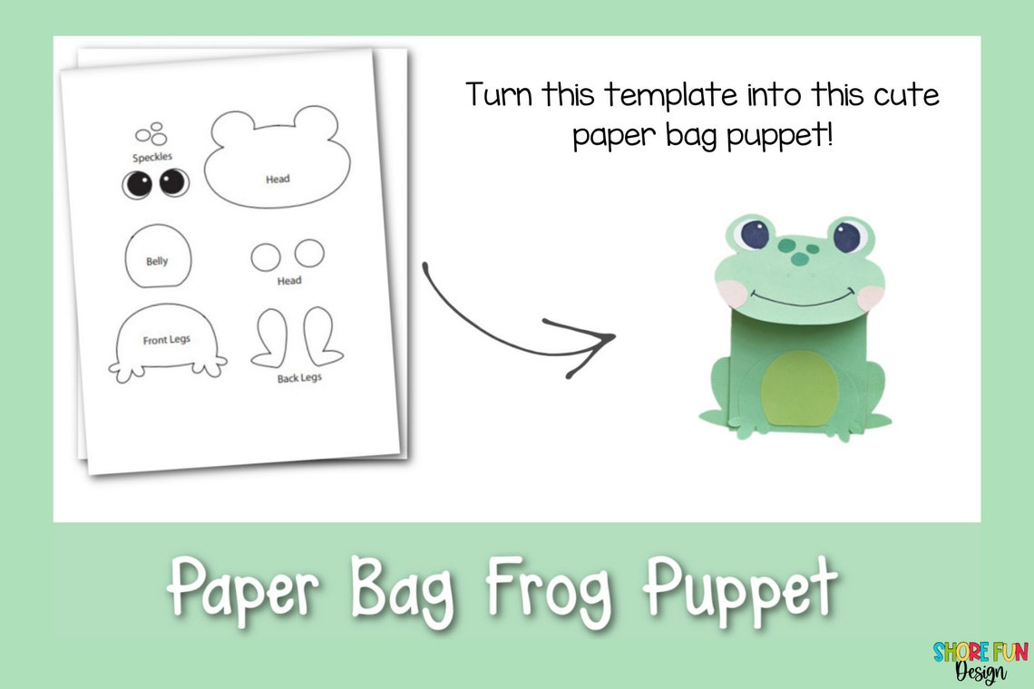 Frog Paper Bag Puppet Craft Template With Directions - Etsy