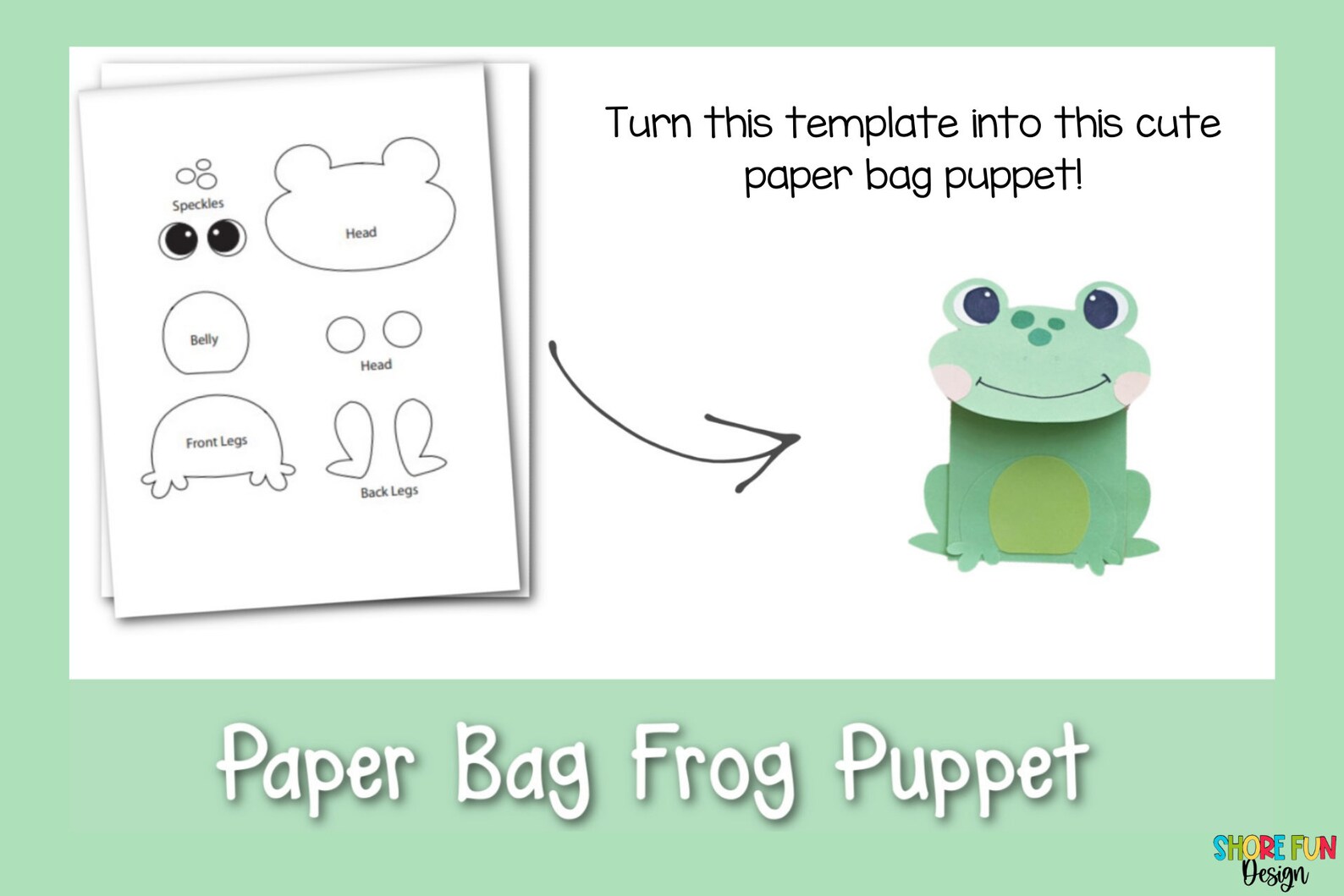 Frog Paper Bag Puppet Craft Template With Directions - Etsy