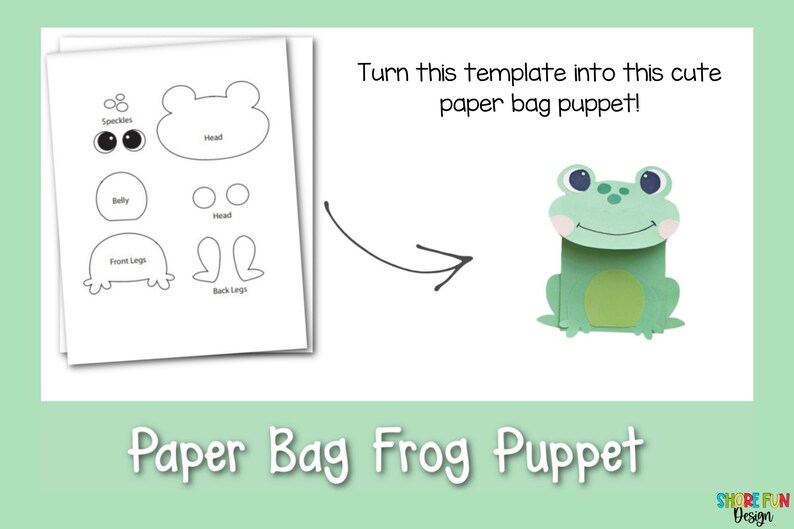 Frog Paper Bag Puppet Craft Template With Directions - Etsy