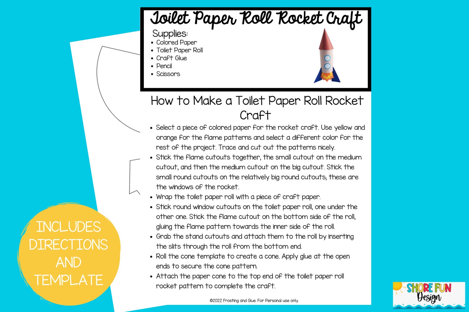 Toilet Paper Roll Rocket Craft Template With Directions - Etsy