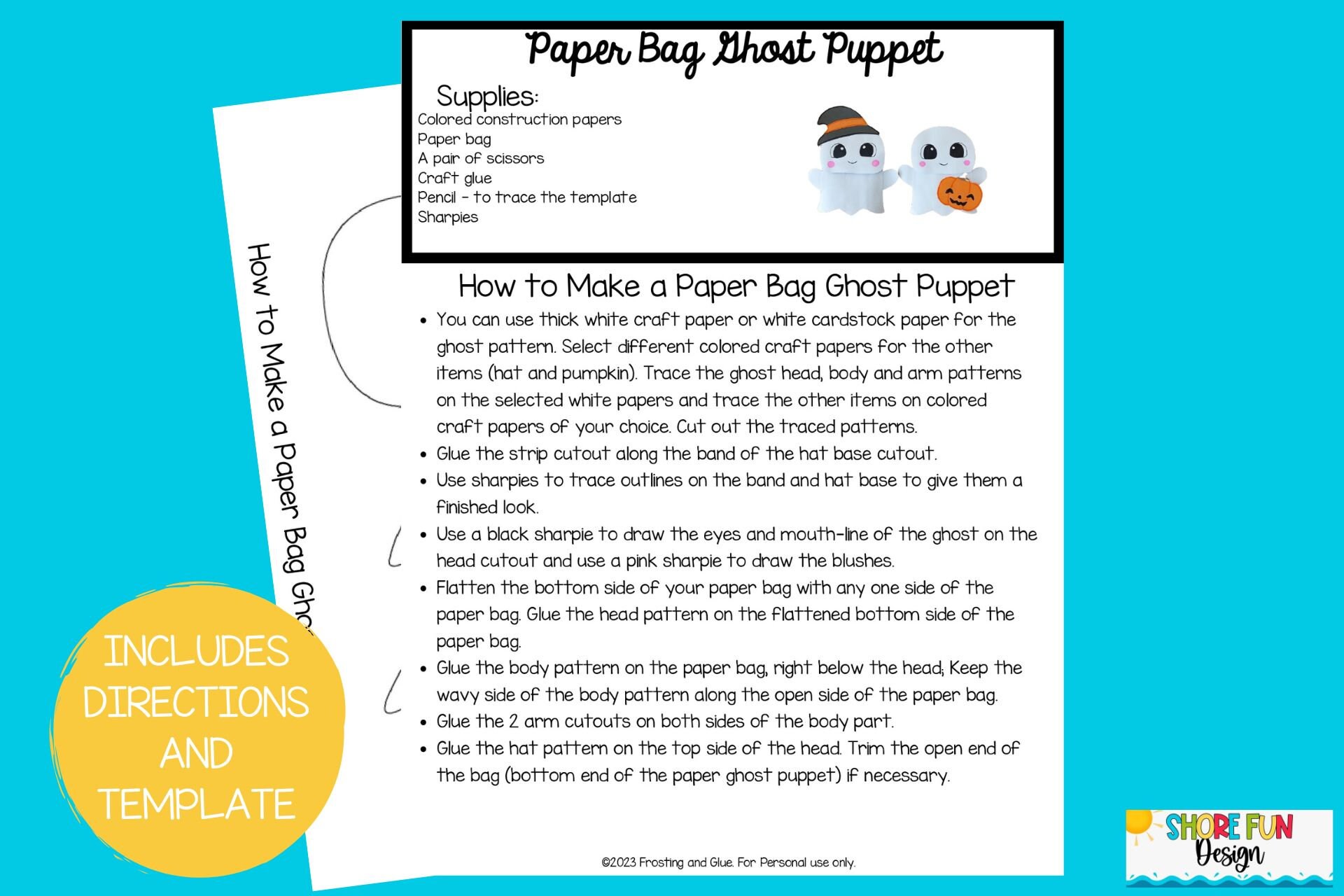 Paper Bag Ghost Puppet With Directions - Etsy