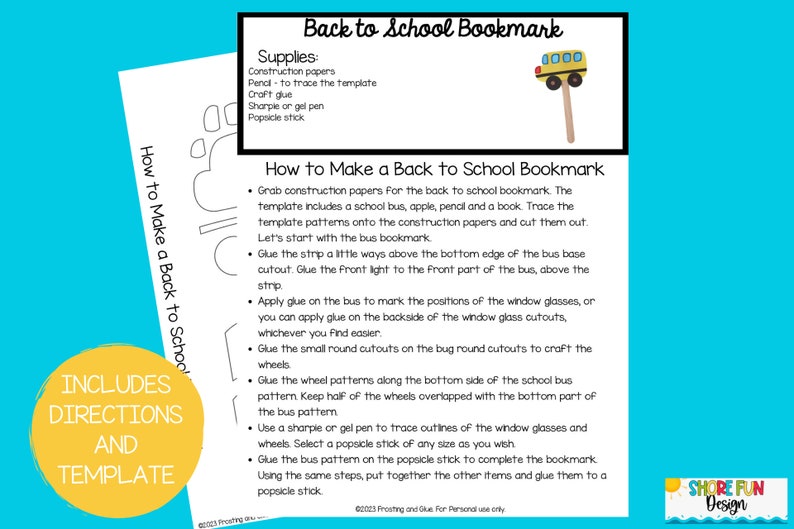 Back to School Bookmark Craft Template With Directions - Etsy