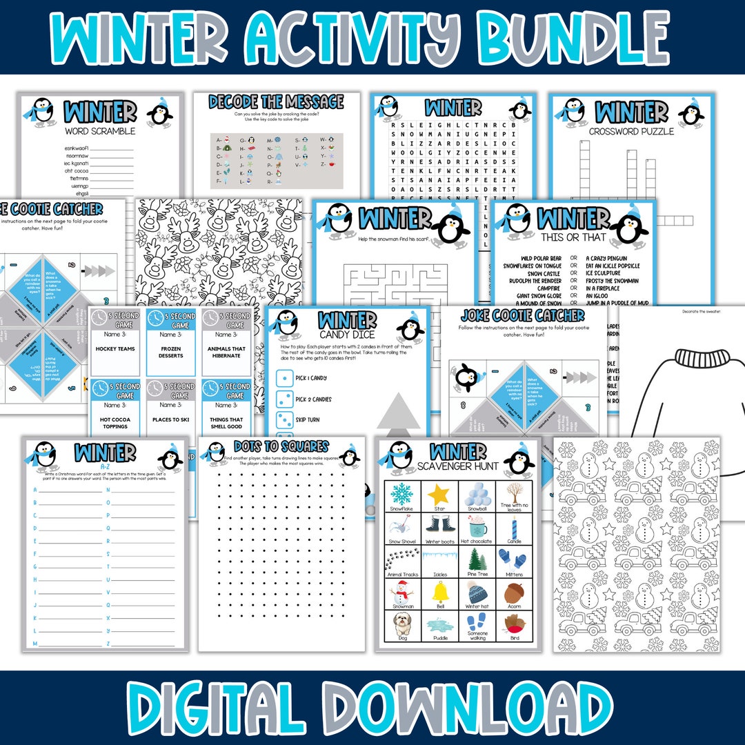 Winter Activity Pack, Winter Mega Game Bundle, Winter Activity Bundle ...
