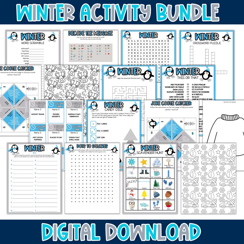 Winter Activity Pack, Winter Mega Game Bundle, Winter Activity Bundle ...