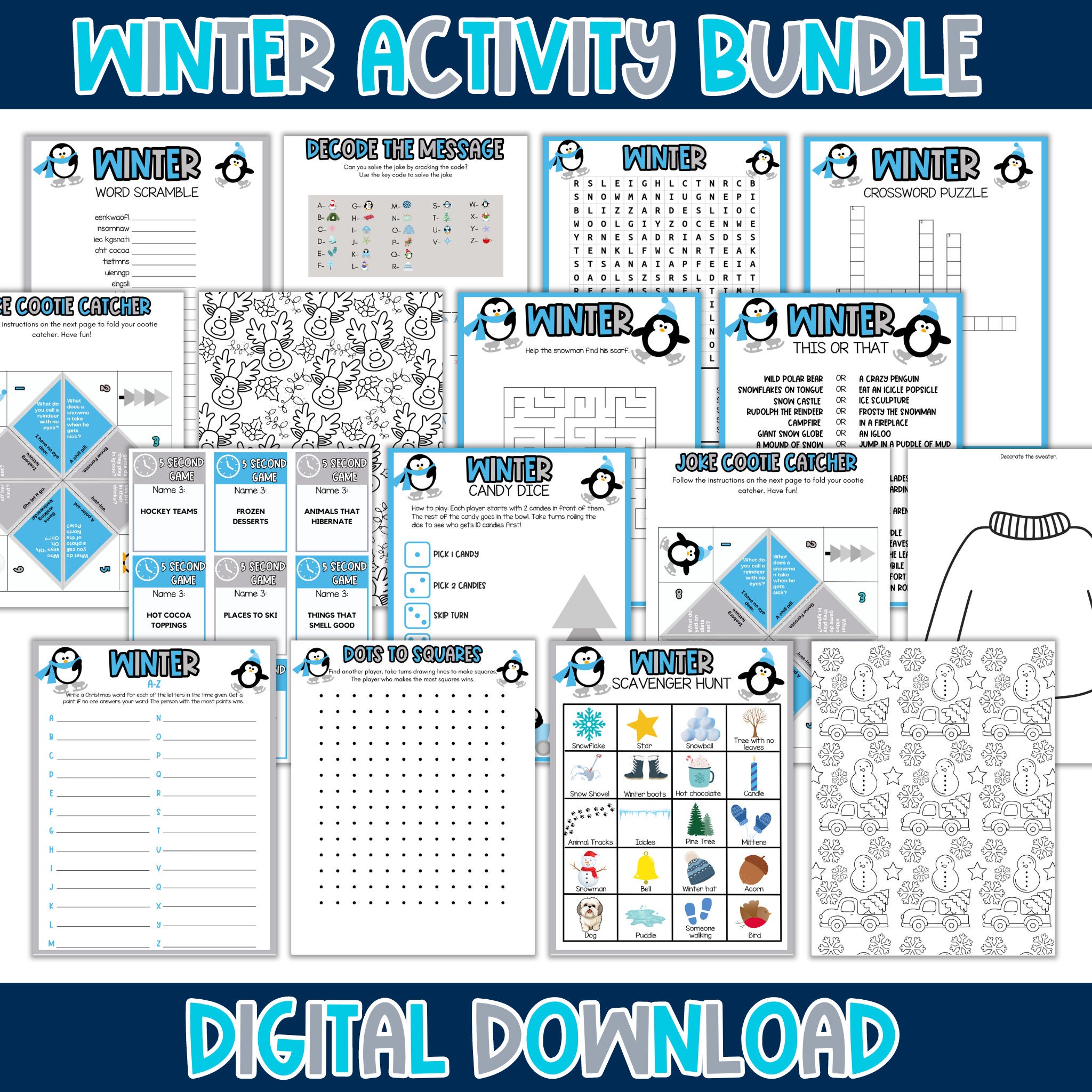 Winter Activity Pack, Winter Mega Game Bundle, Winter Activity Bundle ...