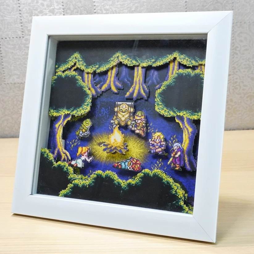 3D Retro Games Diorama Frame: Chrono Trigger Campfire Scene 20x20cm ...
