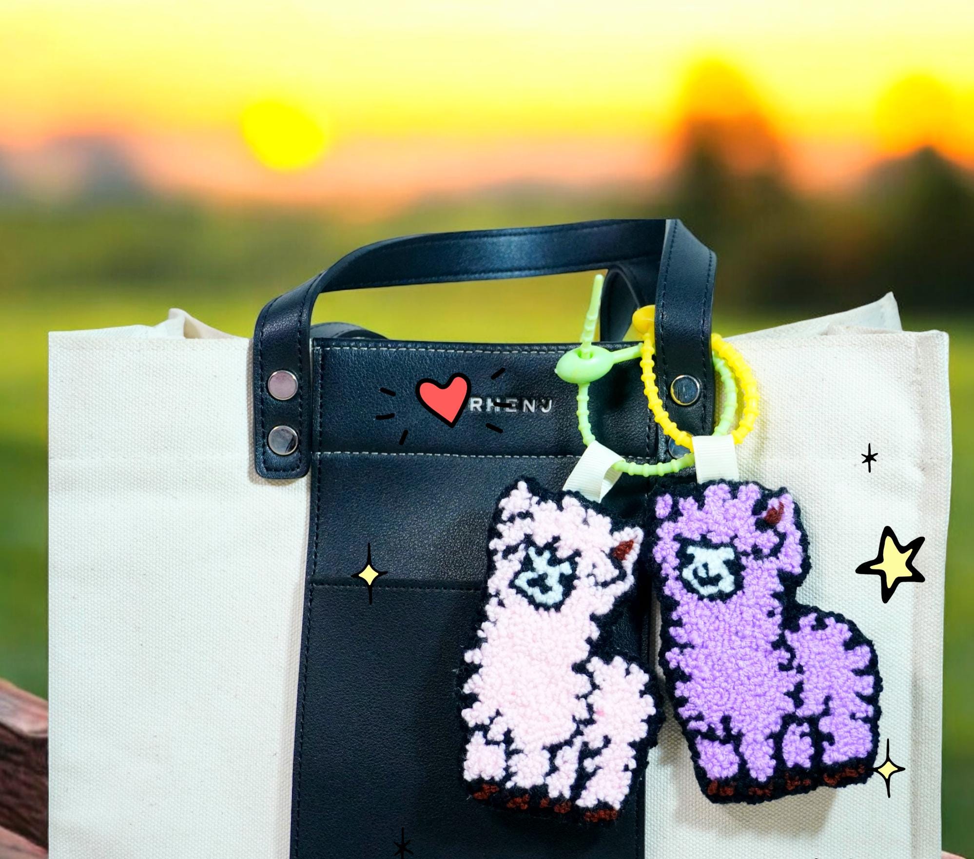 Punch Needle Bag Charm, Punch Needle Keychain, Punch Needle Handmade ...