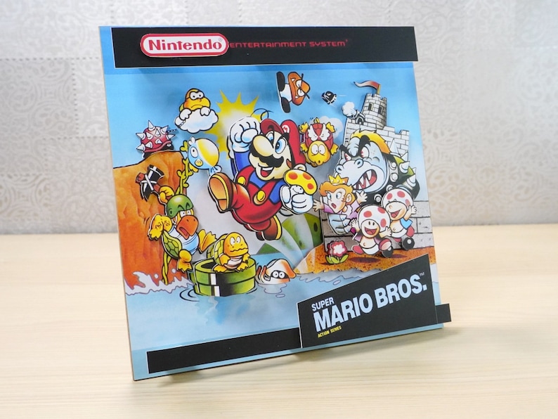 3D Retro Games Diorama Frame: Super Mario Bros NES Cover Art - 20x20cm ...