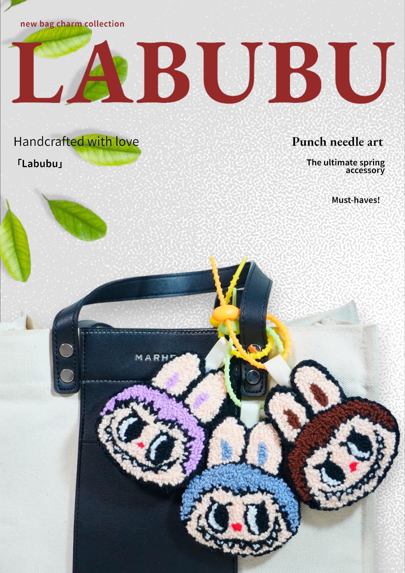 Punch Needle Bag Charm, Punch Needle Keychain, Punch Needle Handmade ...