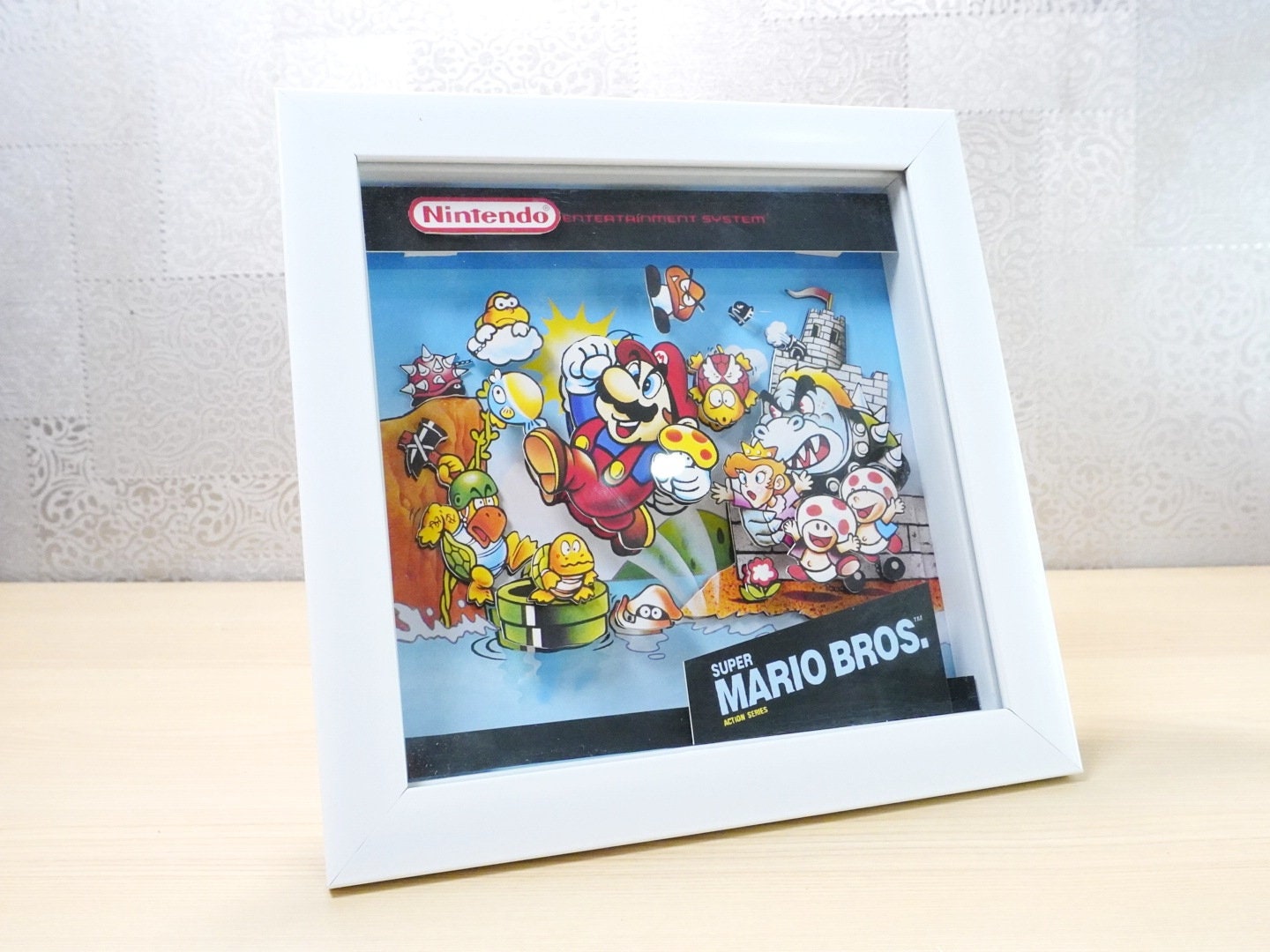 3D Retro Games Diorama Frame: Super Mario Bros NES Cover Art - 20x20cm ...