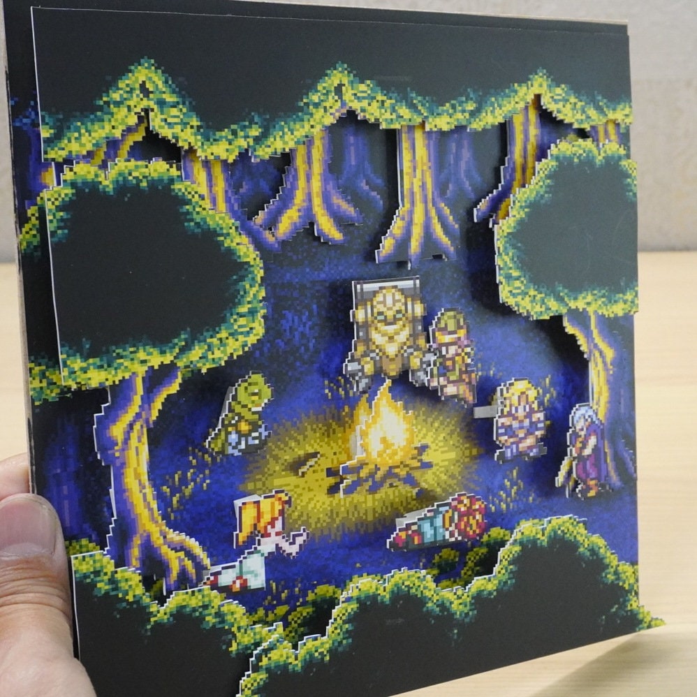 3D Retro Games Diorama Frame: Chrono Trigger Campfire 20x20cm Shadowbox - Etsy