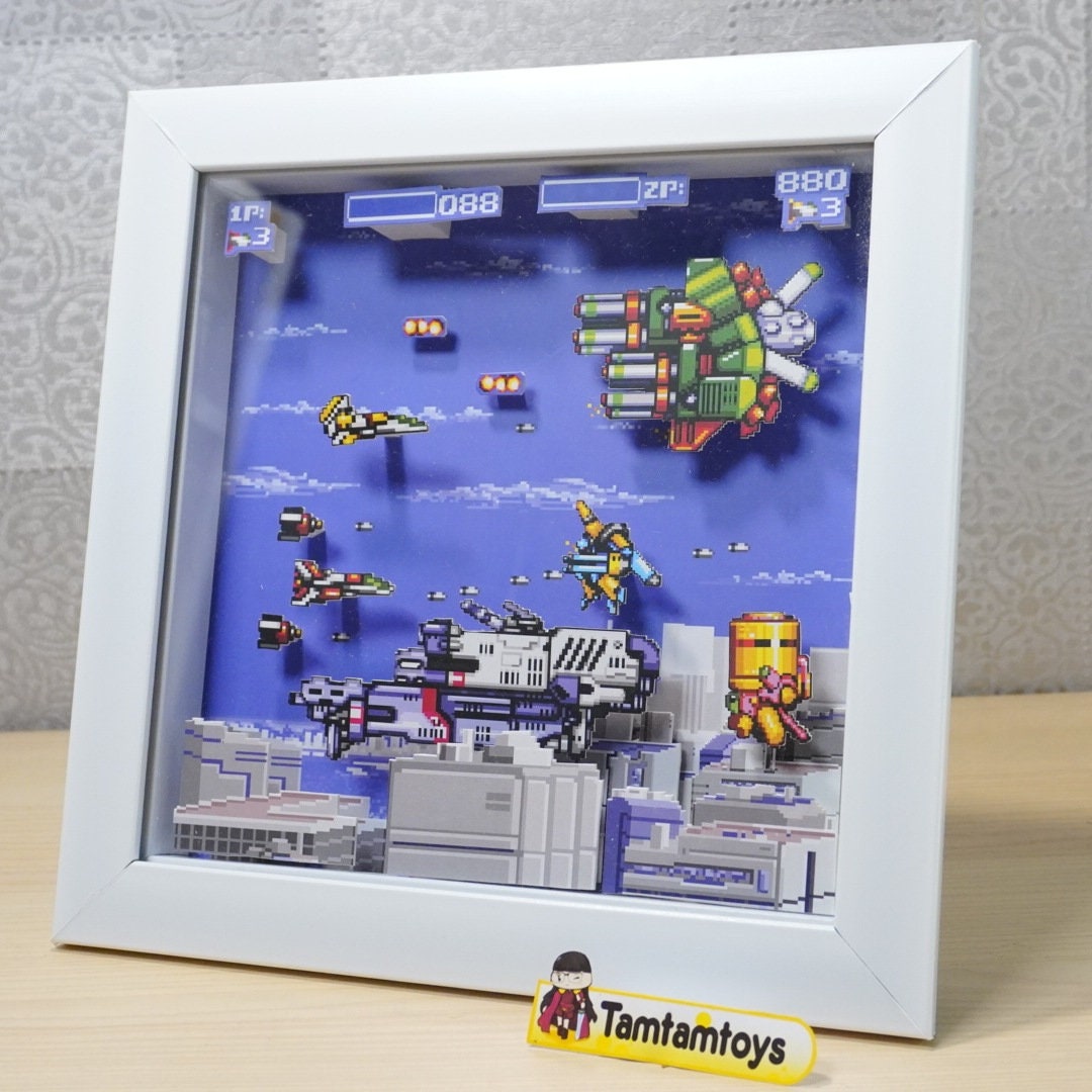 3D Retro Games Diorama Frame: Airbuster - Seaside Front - 20x20cm ...