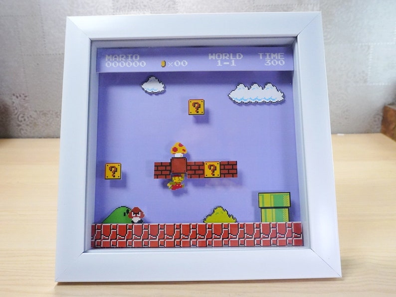 3D Retro Games Diorama Frame: Super Mario Bros NES Stage 1-1 - 20x20cm ...