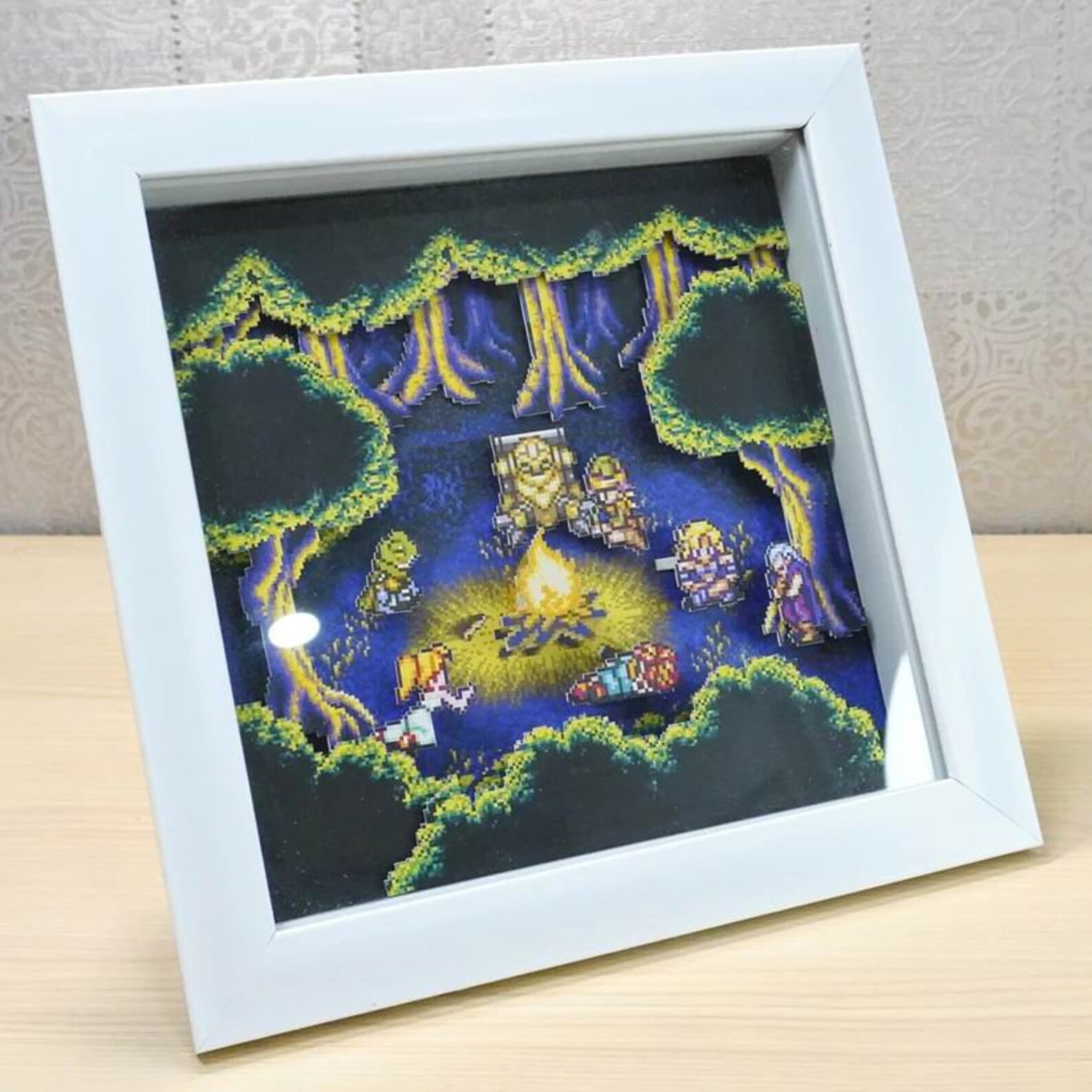 3D Retro Games Diorama Frame: Chrono Trigger Campfire Scene 20x20cm ...
