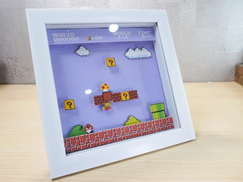 3D Retro Games Diorama Frame: Super Mario Bros NES Stage 1-1 - 20x20cm ...