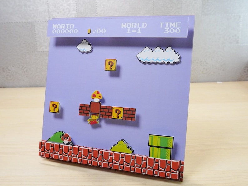 3D Retro Games Diorama Frame: Super Mario Bros NES Stage 1-1 - 20x20cm ...
