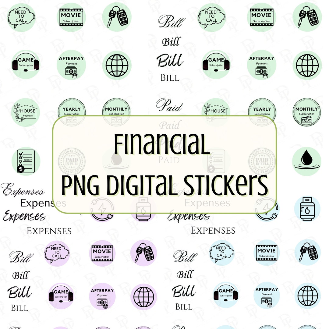Financial Digital Stickers Expenses Goodnotes Journalling PNG Stickers ...