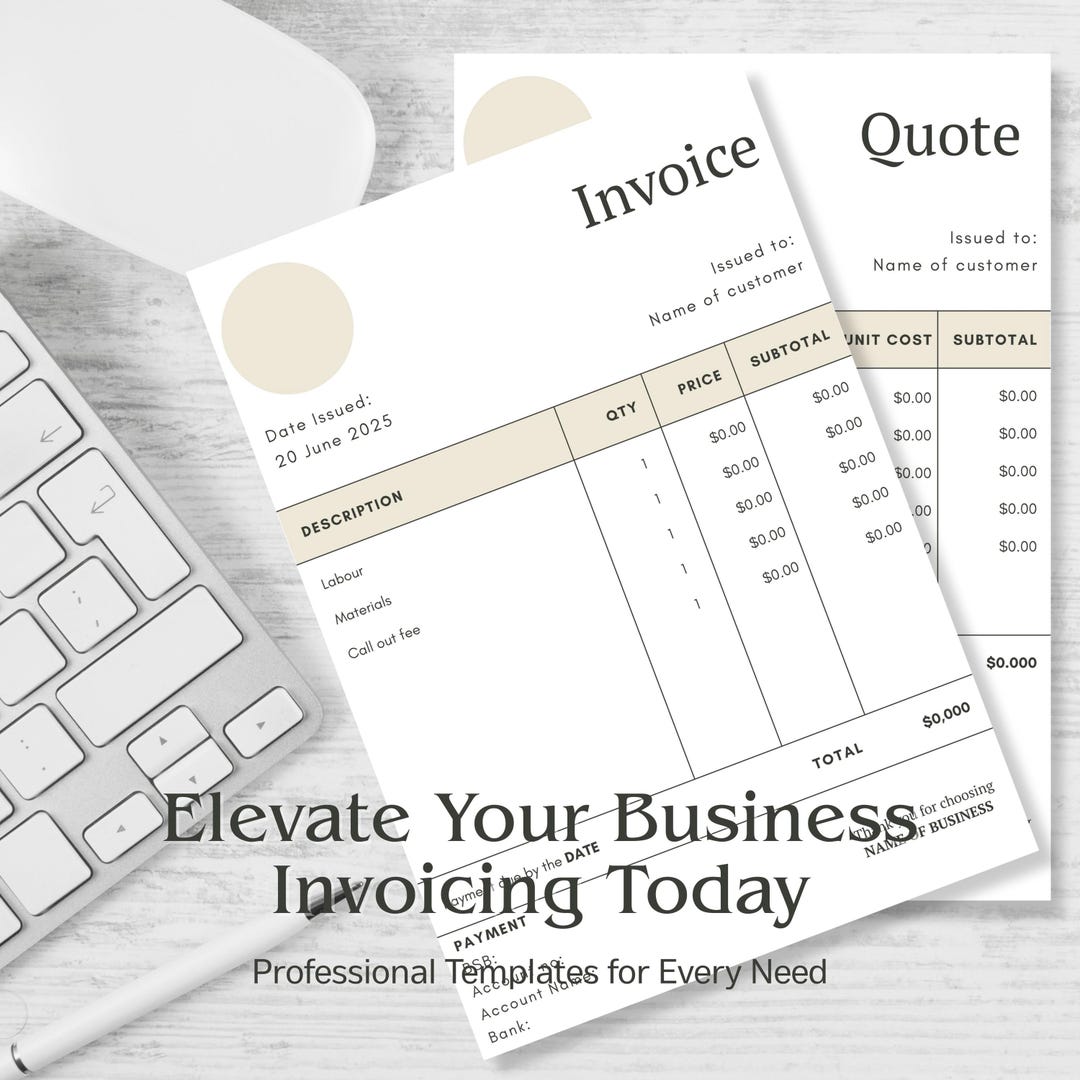 Editable Invoice Quote Template for Canva | Small Business Printable ...