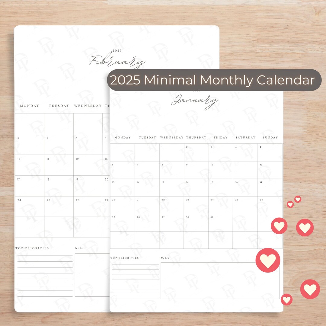 2025 Monthly Planner Printable, A4/a5/letter/half Size, Monthly ...