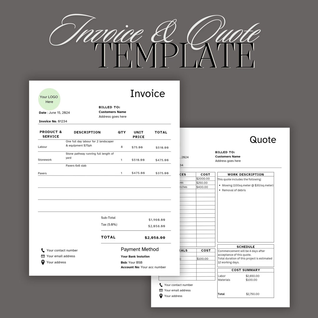 Invoice Template Editable Small Business Invoice Invoice Template ...
