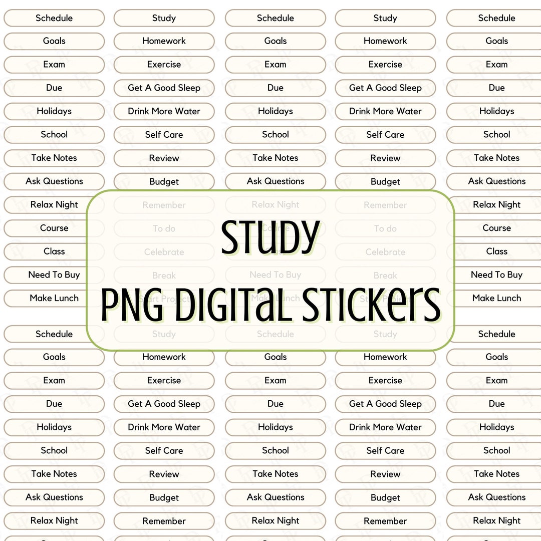 Minimal Study Education Digital Stickers Crop Goodnotes Journalling PNG ...