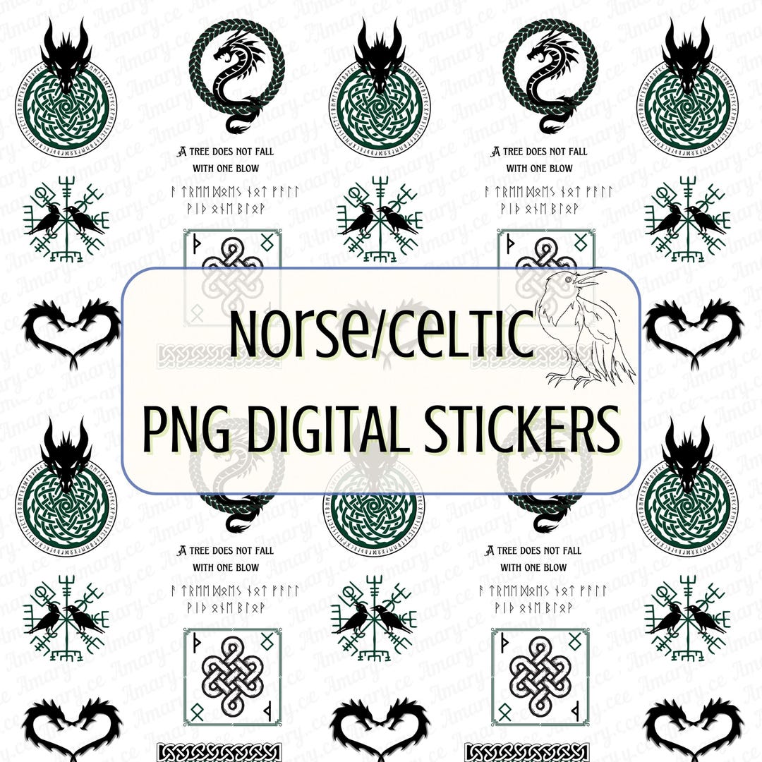 Norse Digital Stickers, Goodnotes Stickers, Vikings, Dragons, Celtic ...