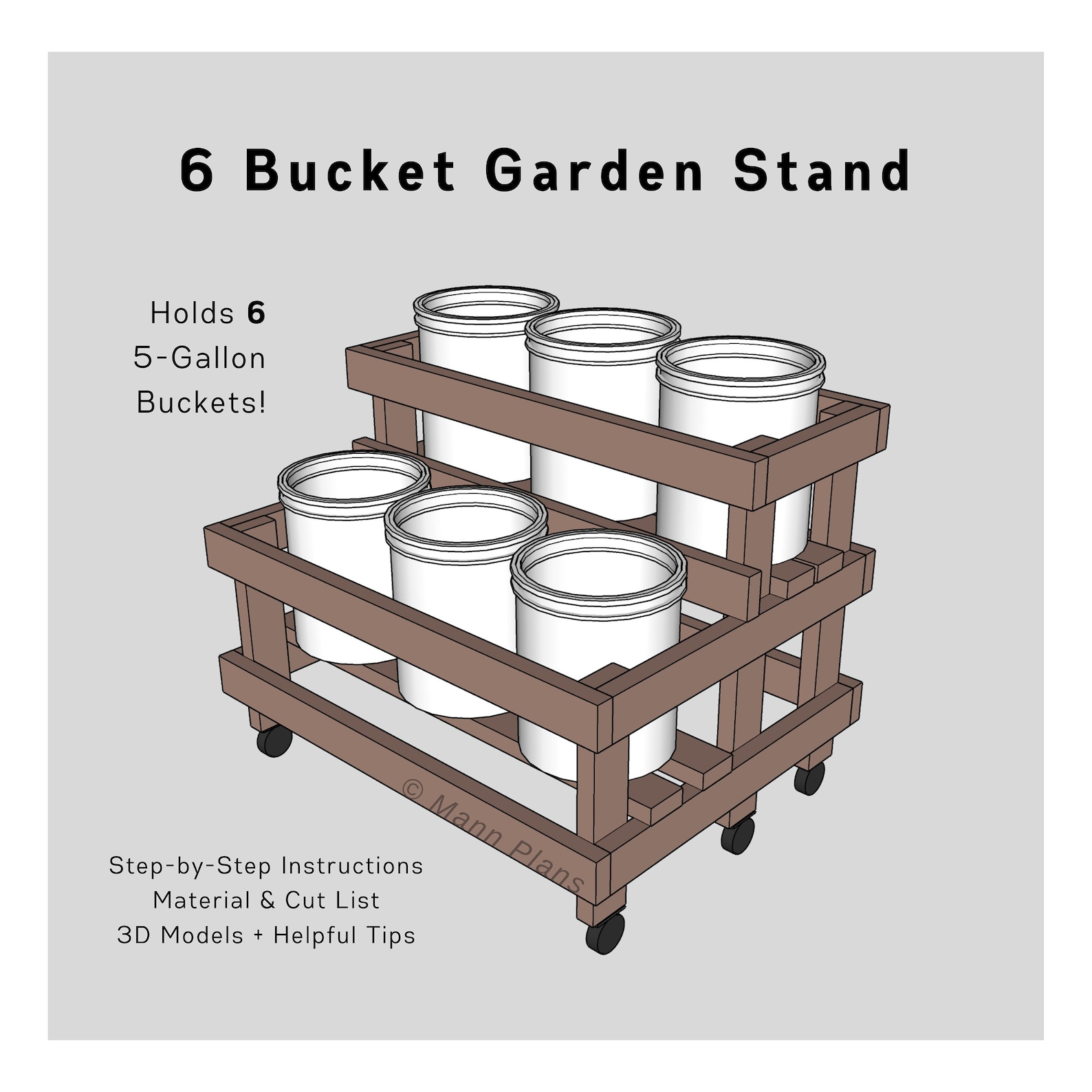5-gallon Bucket DIY Garden Stand (6 Buckets) | PDF Download - Etsy