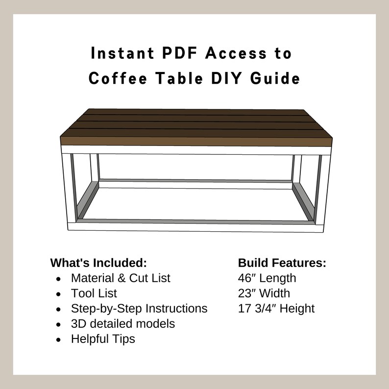 Coffee Table DIY Building Plans | PDF Download - Etsy