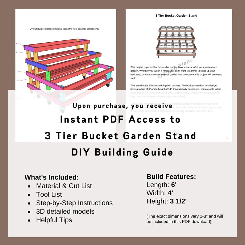 5-gallon Bucket DIY Garden Stand 15 Buckets PDF Download - Etsy