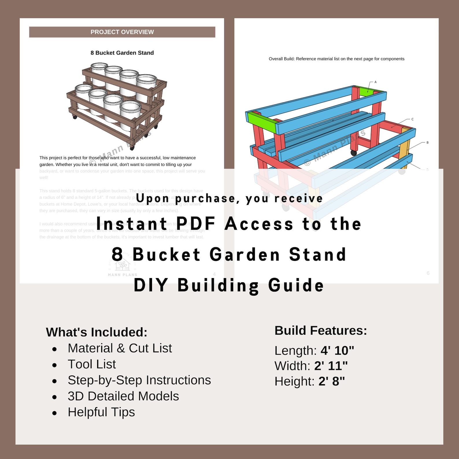 5-gallon Bucket DIY Garden Stand (8 Buckets) | PDF Download - Etsy