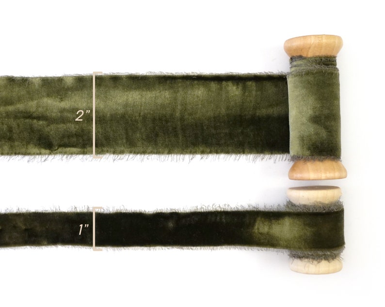 Olive Velvet Ribbon / Wedding Bouquet Ribbons / Green Velvet - Etsy