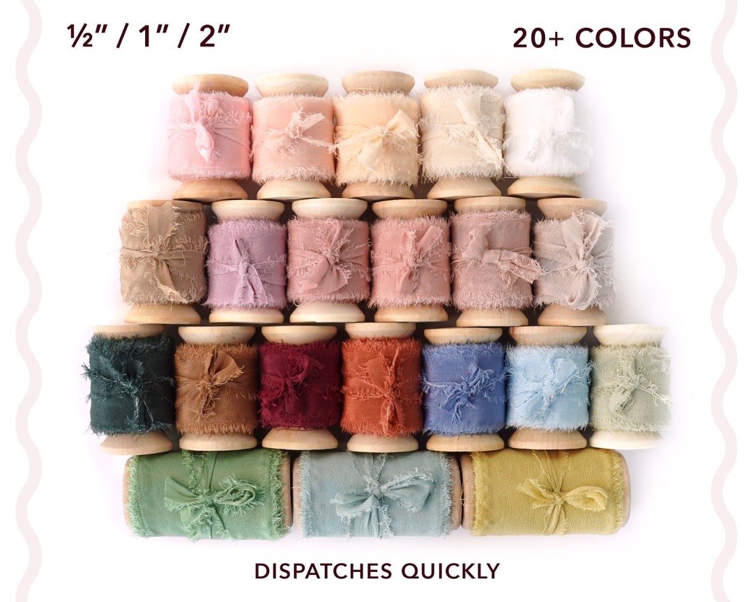 Silk Ribbon Bouquet Ribbon 100% Silk 1/2" 1" and 2" With Raw Edge Silk ...