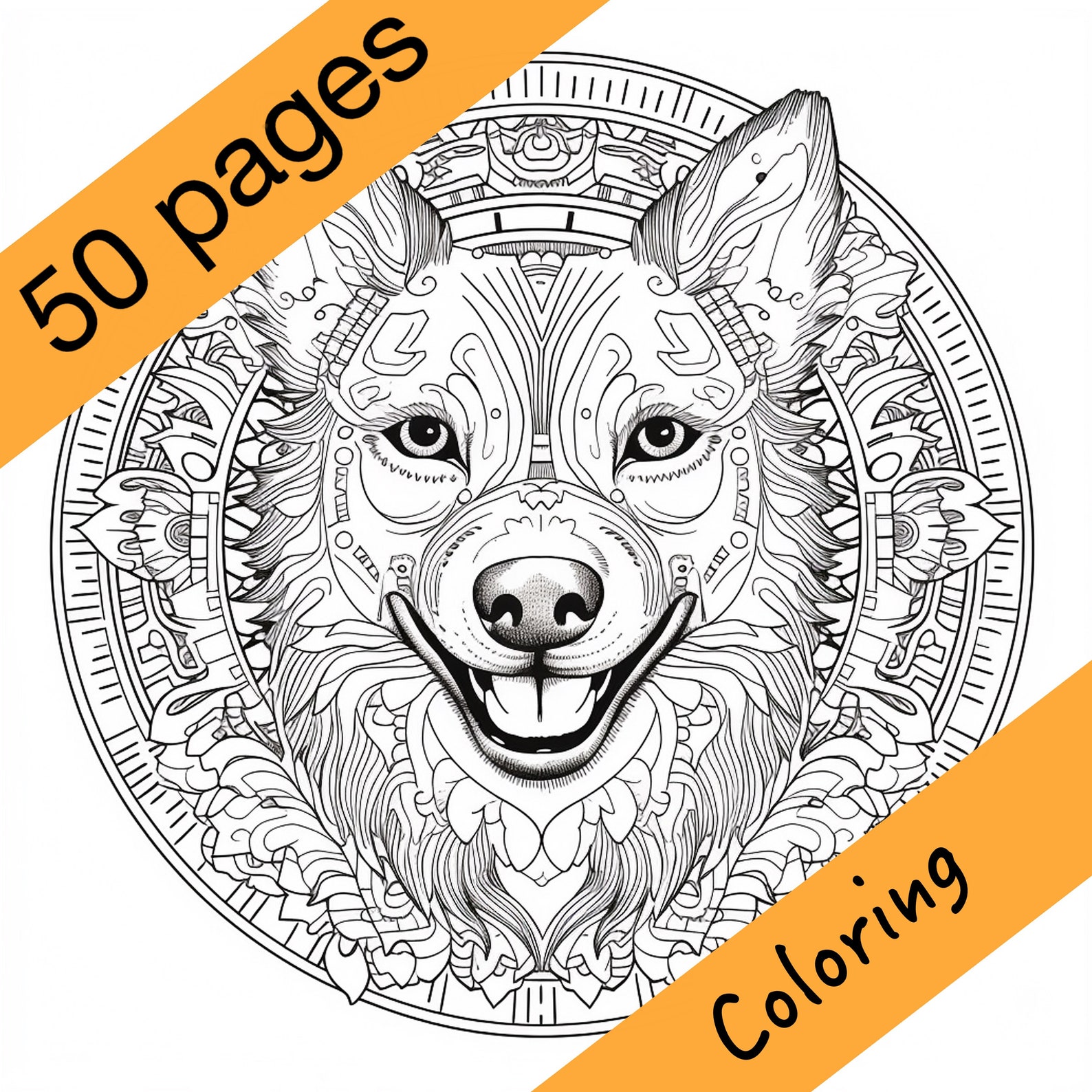 50 Dogs Face Coloring Pages / Digital Download / Printable Coloring ...