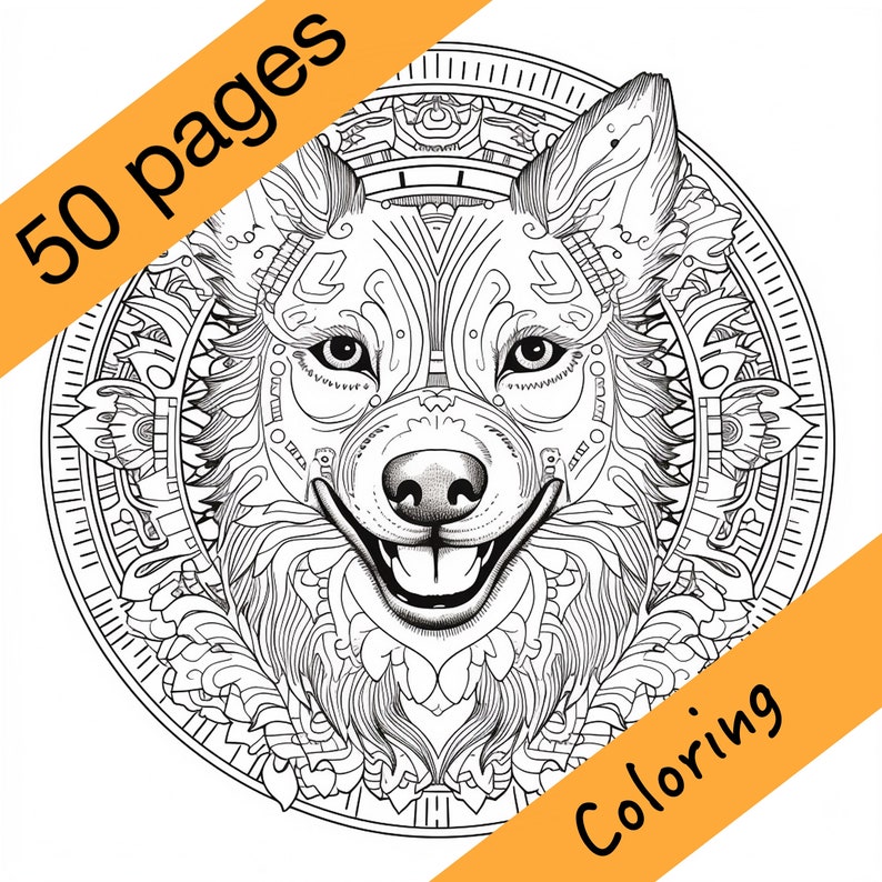 50 Dogs Face Coloring Pages / Digital Download / Printable Coloring ...