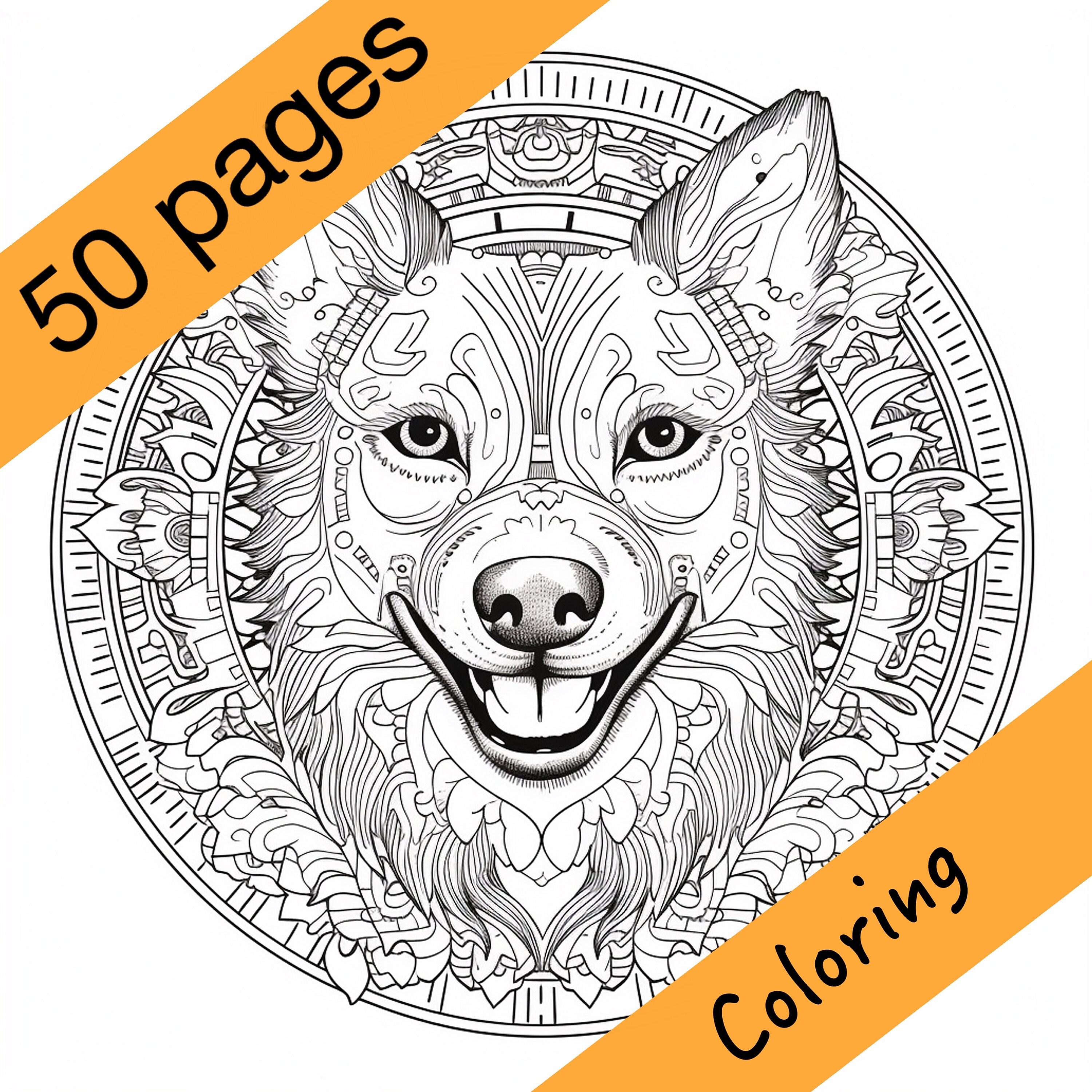 50 Dogs Face Coloring Pages / Digital Download / Printable Coloring ...
