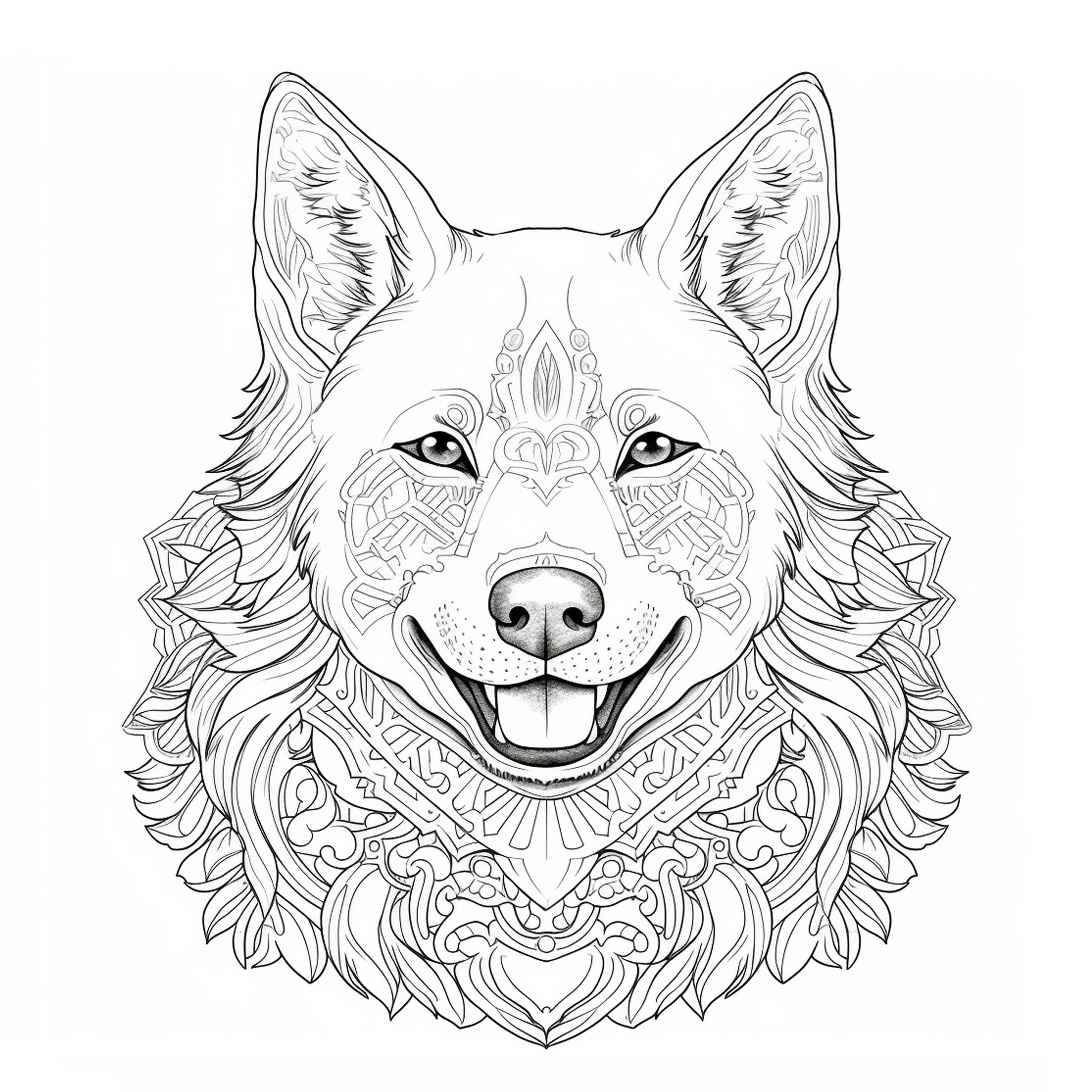 50 Dogs Face Coloring Pages / Digital Download / Printable Coloring ...