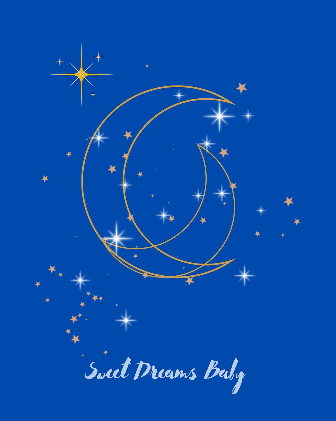 Sweet Baby Printable Download. Moons and Stars. Navy and Gold. Baby ...