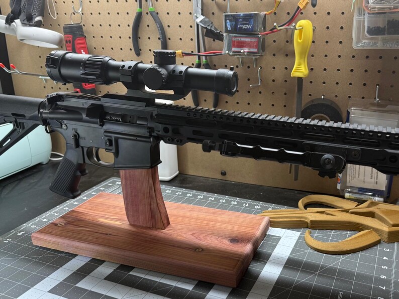 Handmade Wooden Rifle Display Stand – Compatible With AR-15 Magazines ...